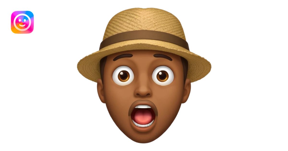 homme créole réunionnais étonné bouche ouverte avec chapeau emoji | AI ...