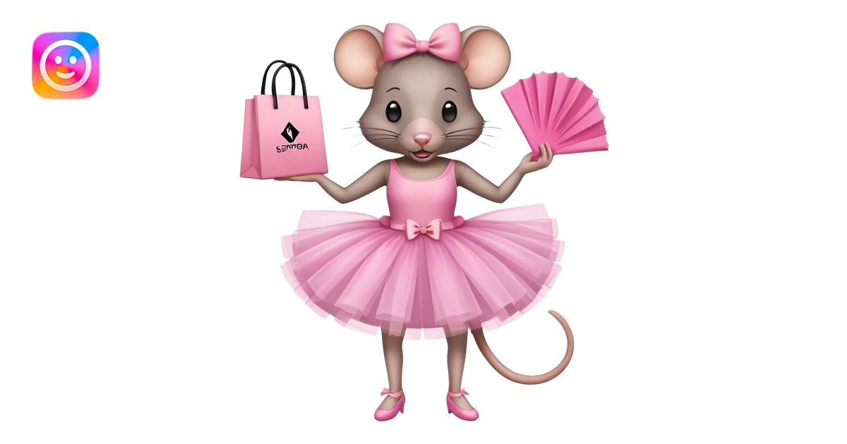 rat with a pink dress and tutu holding a Sephora shopping bag emoji ...