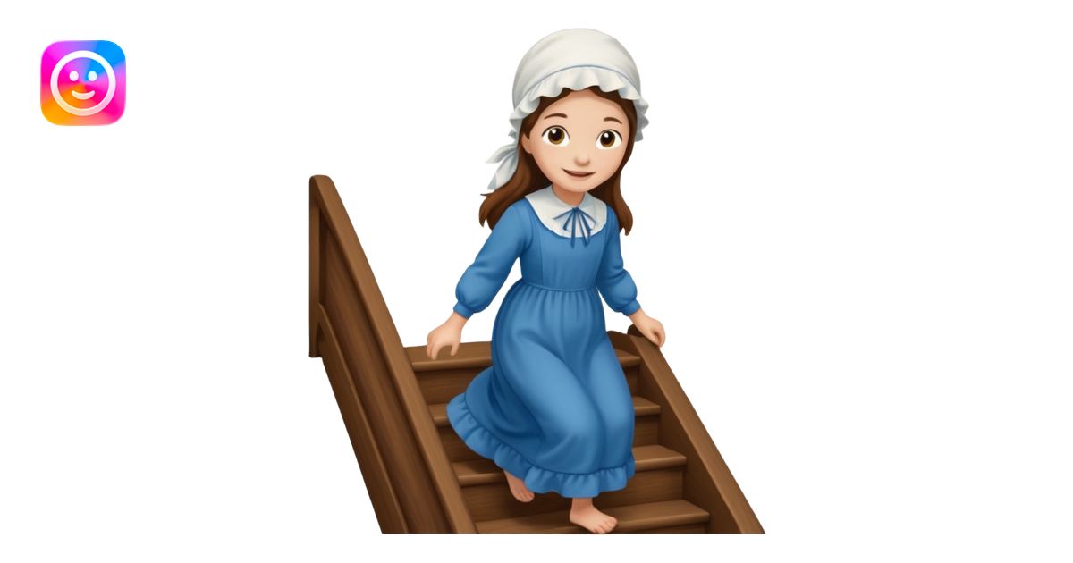 AMISH GIRL SLIDER DOWN STAIRS emoji | AI Emoji Generator
