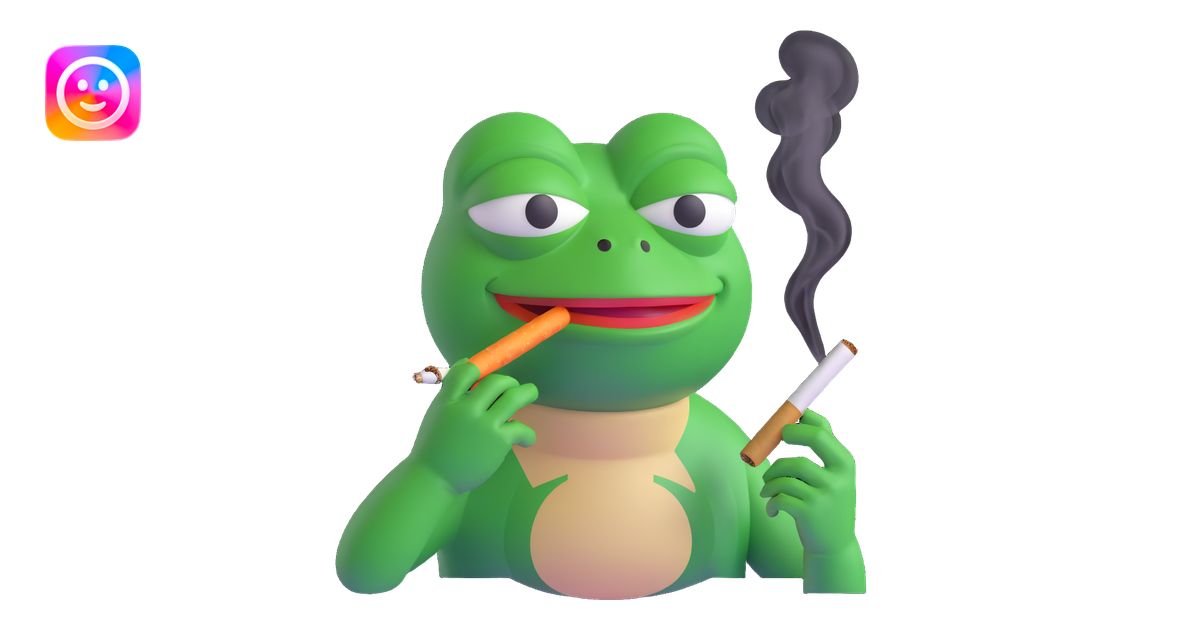 pepe the frog smoking a joint, 3d emoji style emoji | AI Emoji Generator
