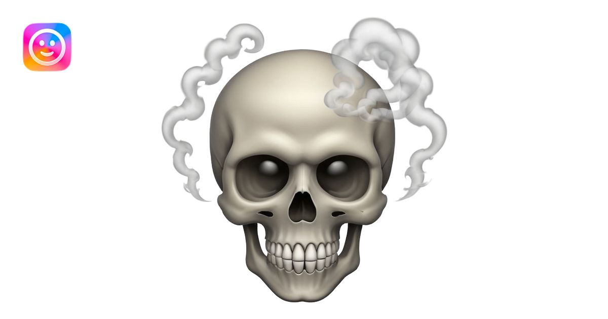 Make a skull emoji whose head is blasted off and smoke is coming from ...