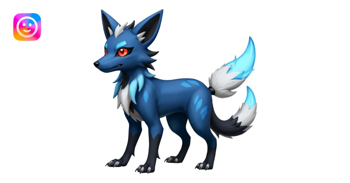 Shiny Dark Edgy Black And Blue Lycanroc-Umbreon-Salandit-Wolf-Fakémon ...