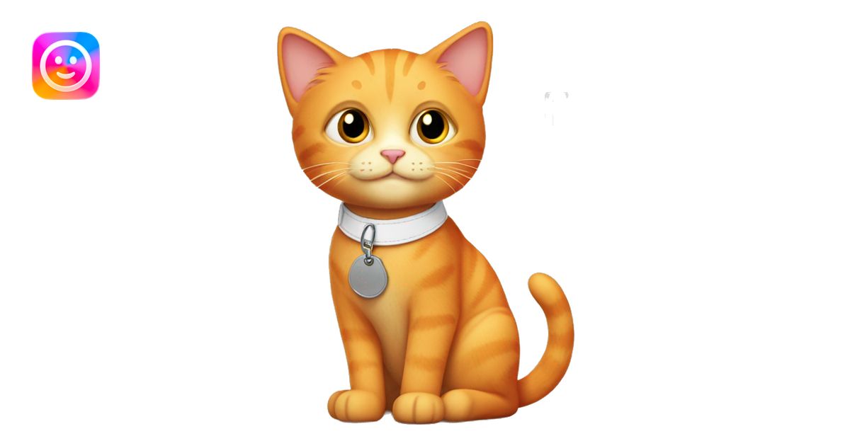 orange cat with a name tag that says “fry” emoji | AI Emoji Generator