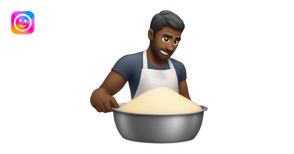 Man baking with flour emoji | AI Emoji Generator