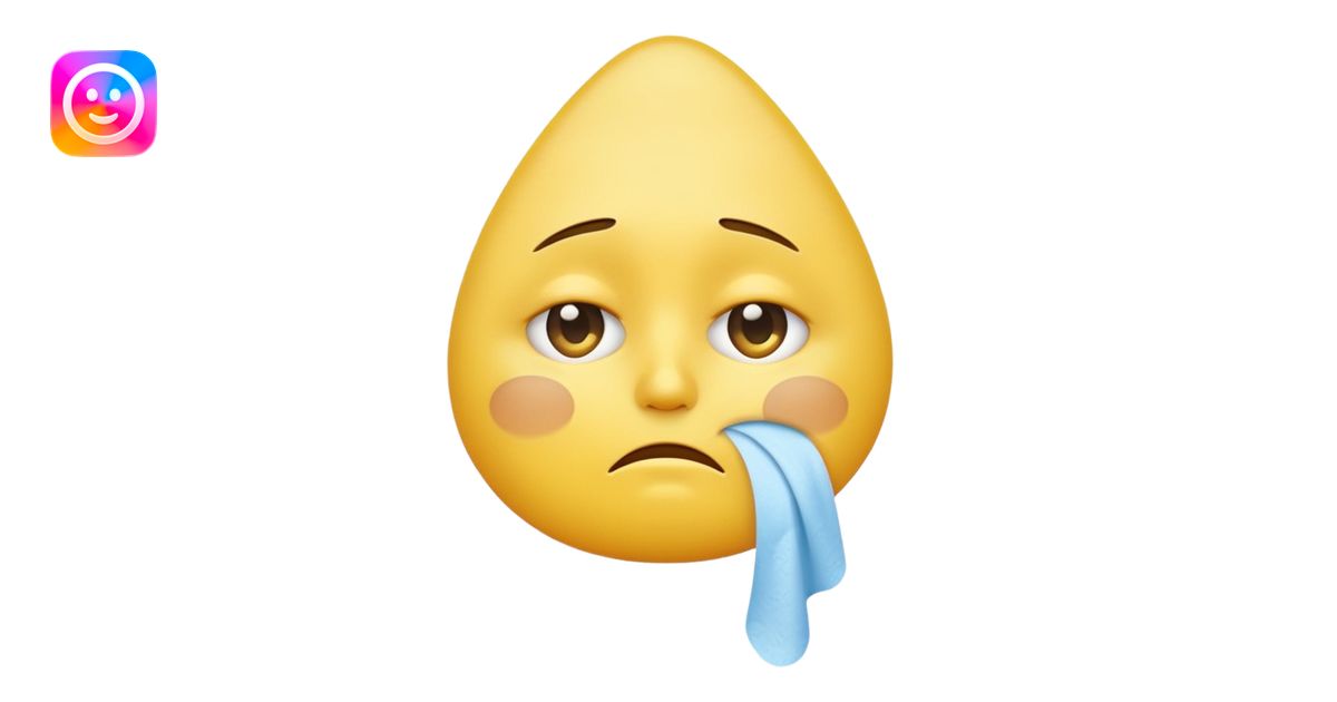 yellow emoji face with sad expression, large teardrop under one eye ...