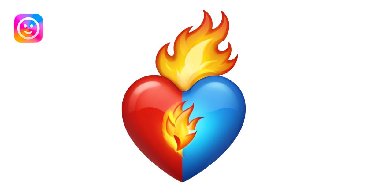 Hazme el corazón rojo con fuego azul emoji | AI Emoji Generator