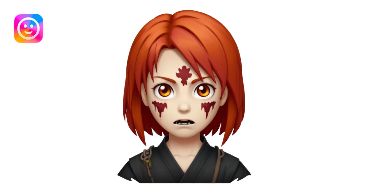 zombie emoji Paklov, dark orange red hair, hair styled in the shape of ...