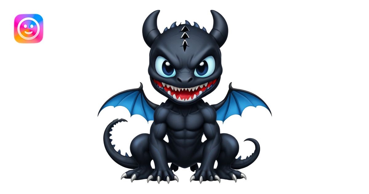 Venom-Stitch-Toothless-fusion (full body) emoji | AI Emoji Generator