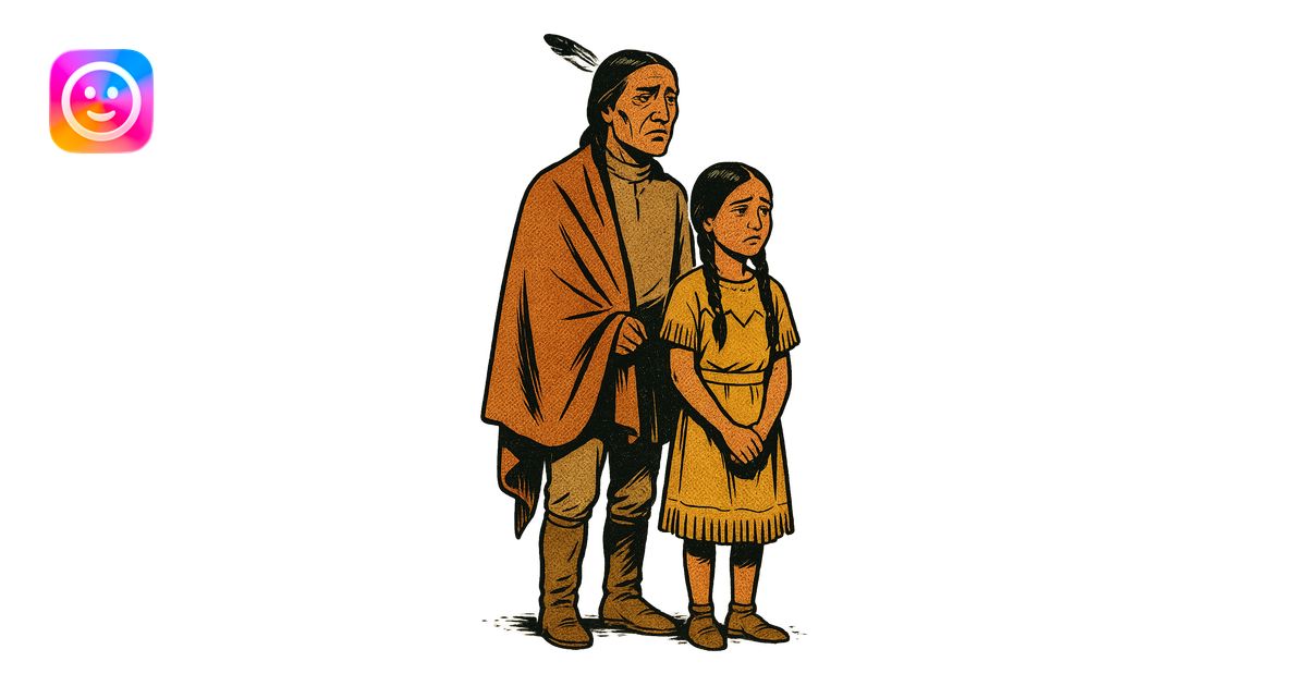 The full body of a native american father his daughter from the 1880s ...