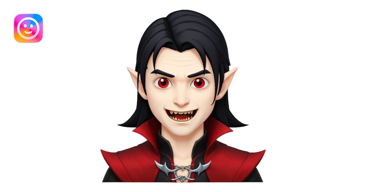 Male long hair vampire elf emoji | AI Emoji Generator