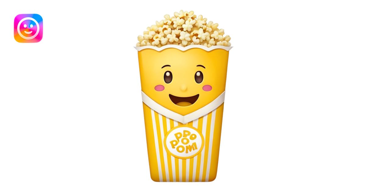 Emoji qui mange du pop corn dans un packet de pop corn emoji | AI Emoji ...