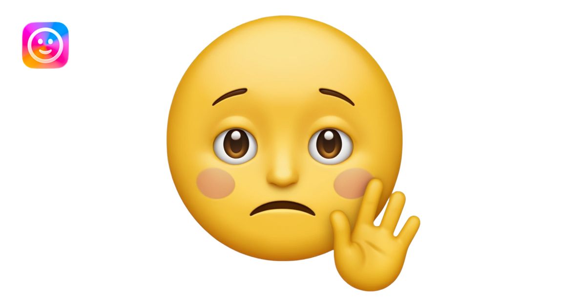 A straight face emoji with a slight look of disgust, a horizontal hand ...