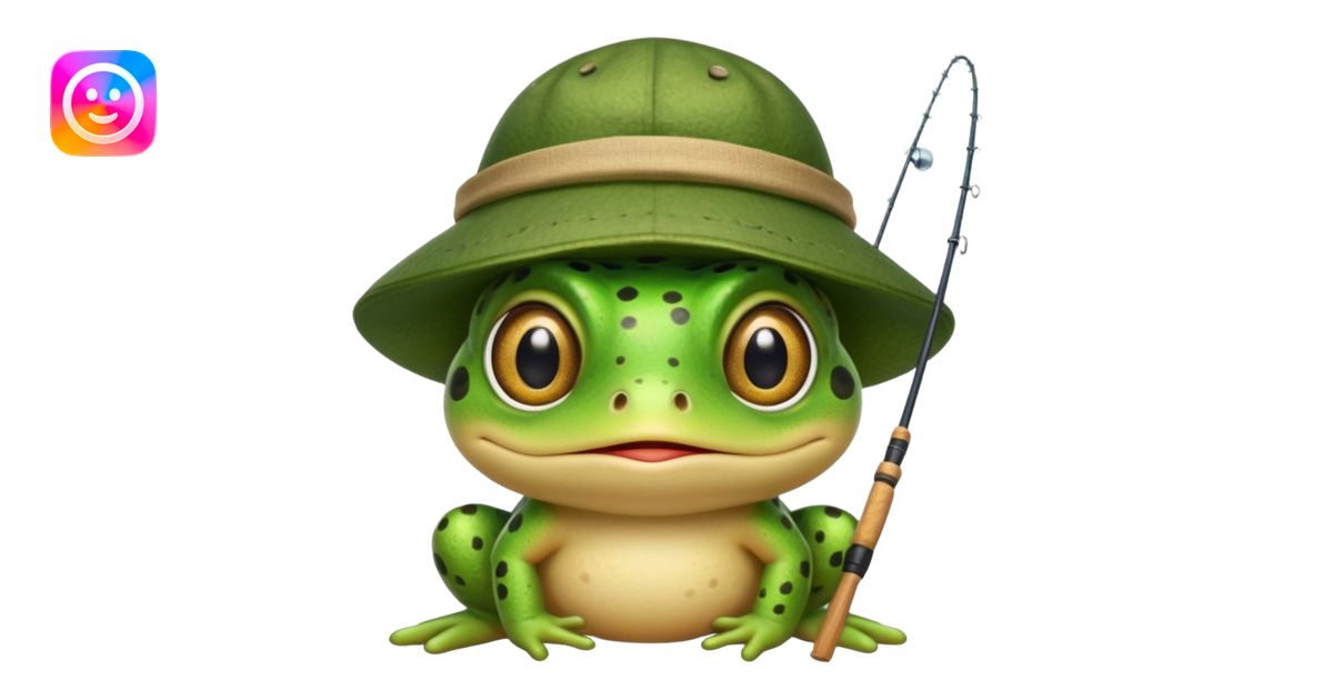 An adorable toad fishing emoji | AI Emoji Generator