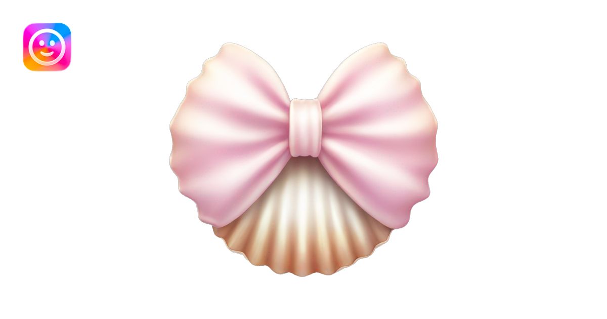 Pearl shell and light pink bow emoji | AI Emoji Generator