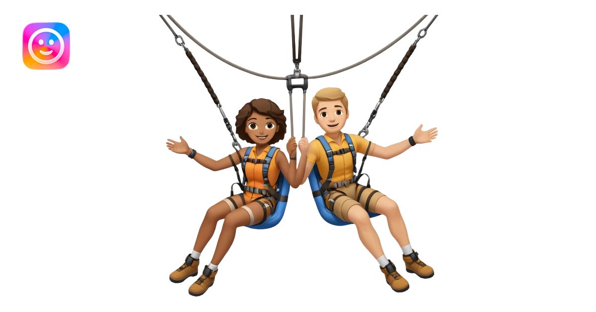 White man and brown woman on a tandem bungee jump emoji | AI Emoji ...