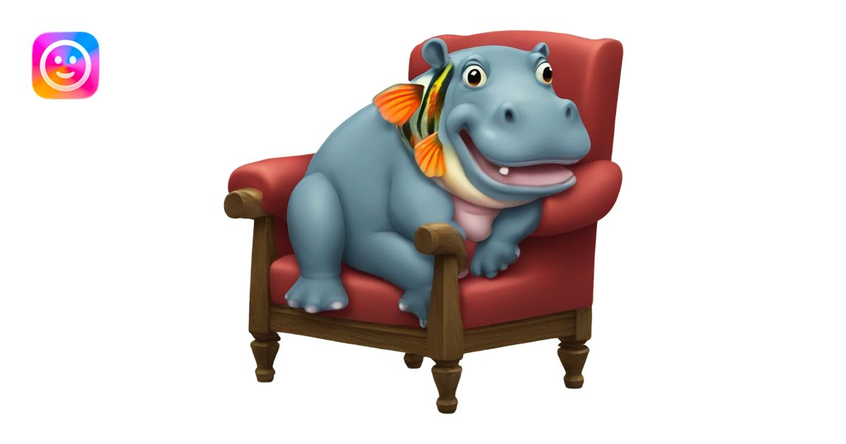 Hippo & trout on a chair emoji | AI Emoji Generator
