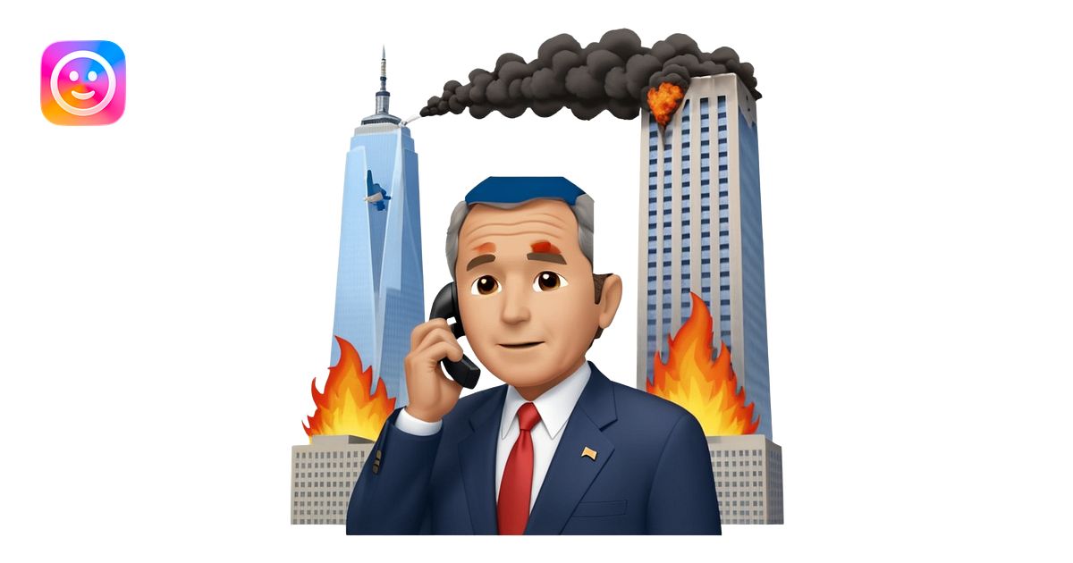 emoji of the world trade center with a plane crashed into it and george ...