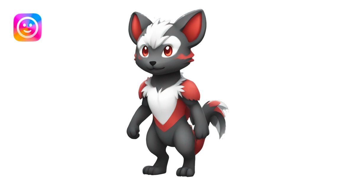Cute cool black red white grey animal hybrid Fakemon full body emoji ...