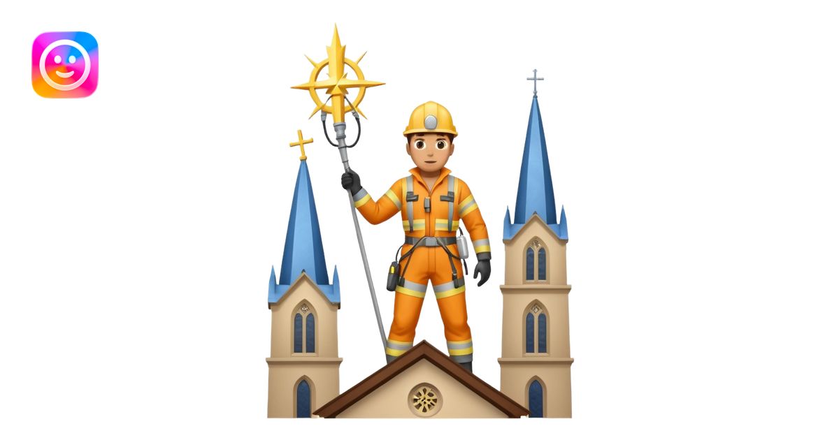 steeplejack man lightning conductor on a church spire emoji | AI Emoji ...
