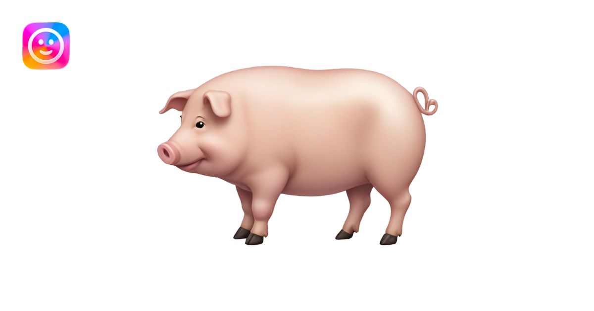 Huge maximum fattest pig sow side view emoji | AI Emoji Generator
