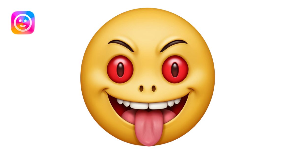 Insane smiley face who’s greedy and has red tired eyes evil with tongue ...