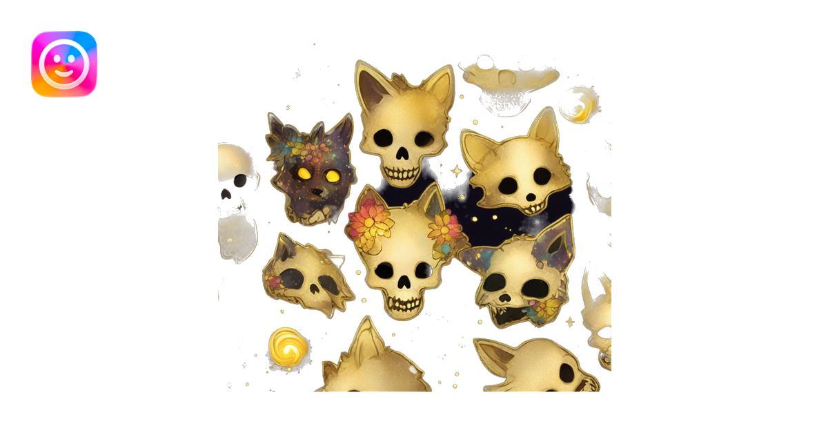 iridescent kintsugi fluffy zombie black brown gold dog fox head zombie ...