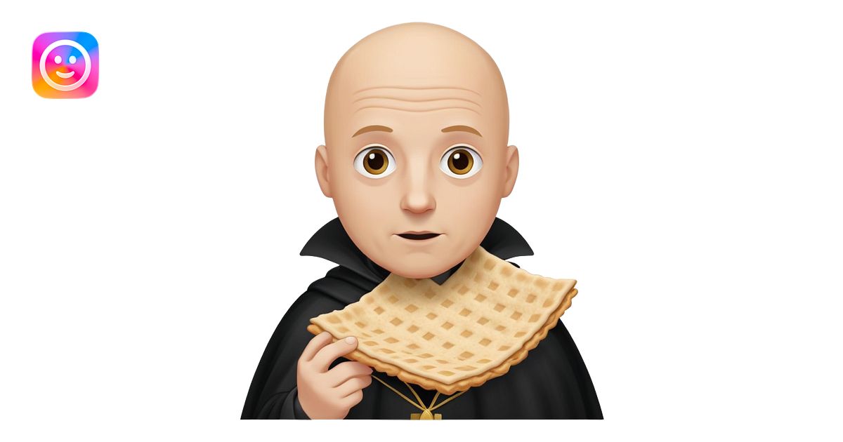Bald man in a cape eating matzo emoji | AI Emoji Generator