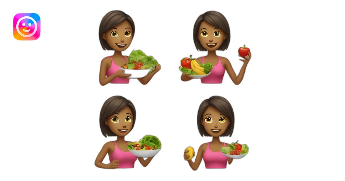 fit female eating healthy food emoji | AI Emoji Generator