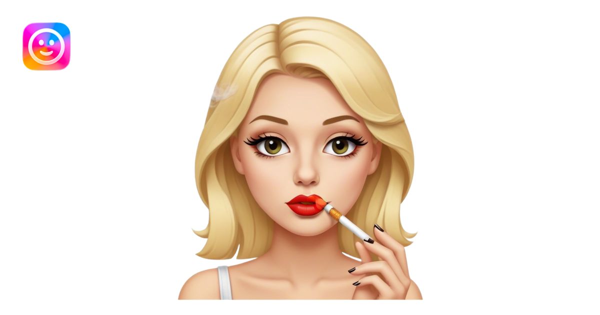 Blonde girl smoking a spliff wearing lashes and lip liner emoji | AI ...