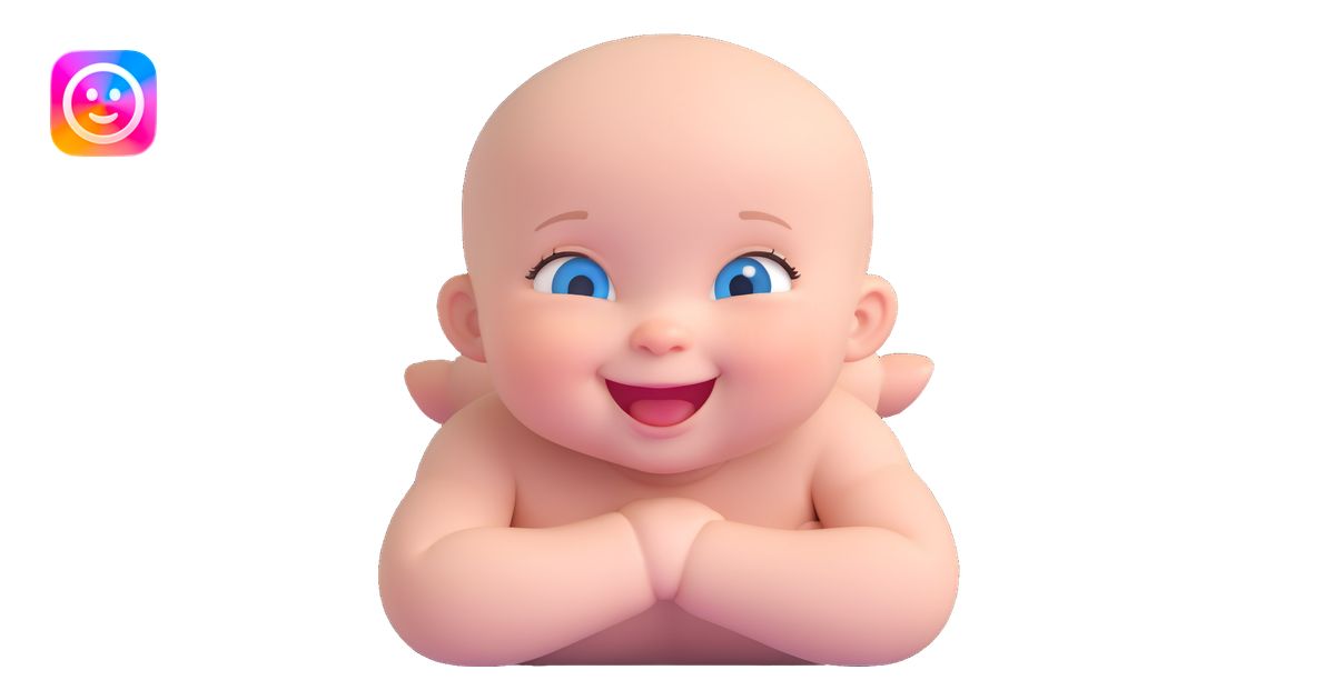 bald baby girl with blue eyes, chubby cheeks, smiling emoji | AI Emoji ...