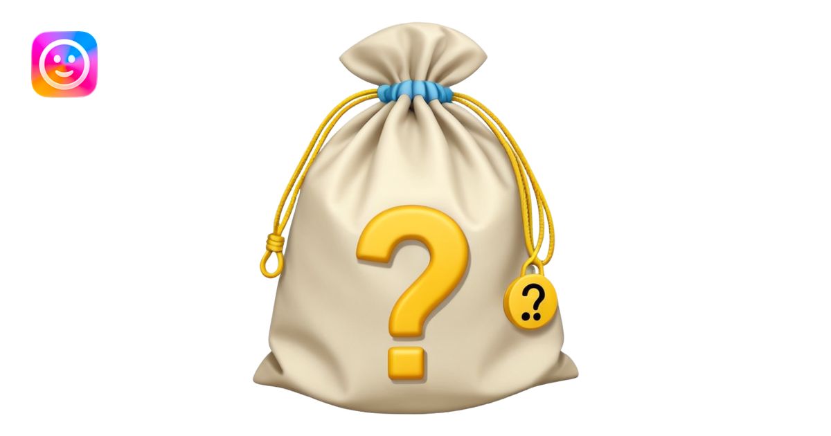 tied bag printed with q&a overstuffed with yellow question marks emoji ...