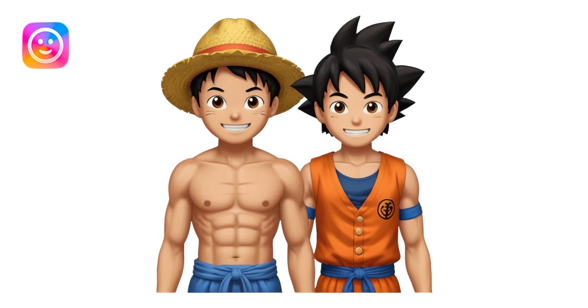 Luffy and goku emoji | AI Emoji Generator