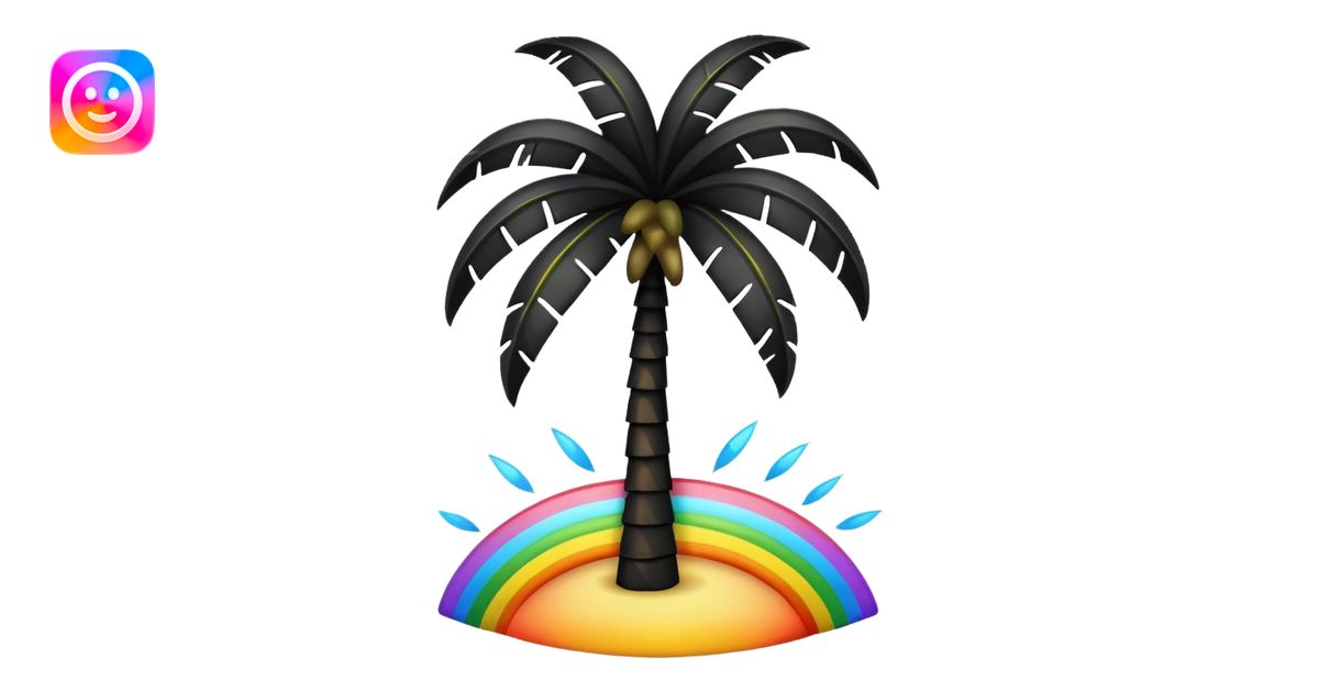 Palmera de negro con un arcoiris de fondo en la noche emoji | AI Emoji ...