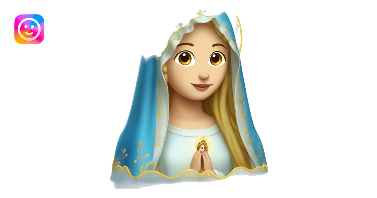 Blessed Virgin Mary Blue Veil with Crown emoji | AI Emoji Generator