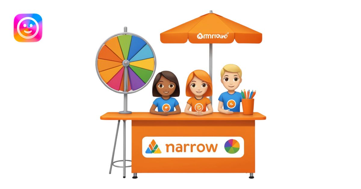emoji of a recruitment booth. Two cartoon figures stand behind an ...