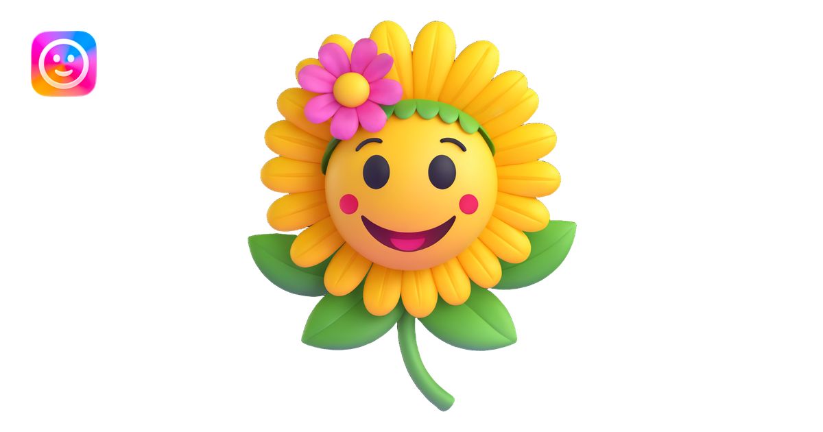 3D smiley emoji, nagy szempillás, kalappal, virággal, mosolygós emoji ...