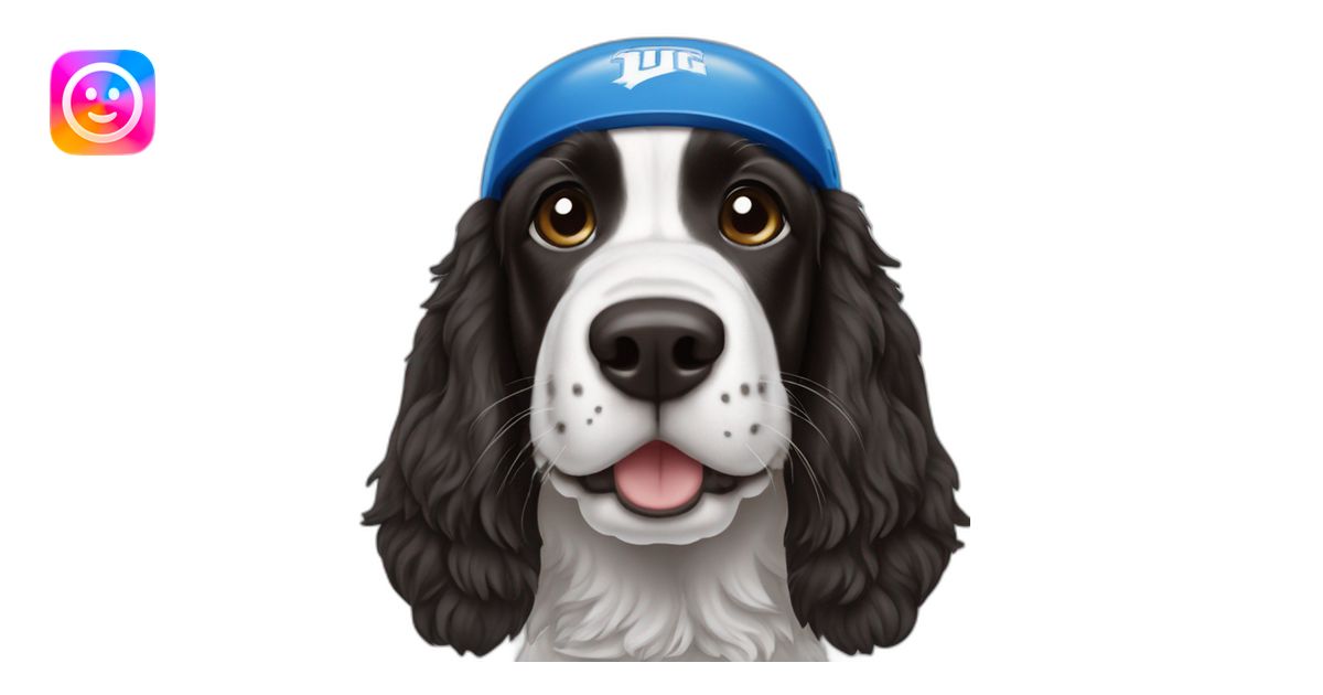 black springer spaniel wearing detroit lions helmet emoji | AI Emoji ...
