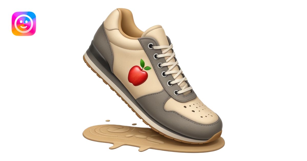 3D Apple-style emoji of a foot with a sneaker stepping on the ground ...