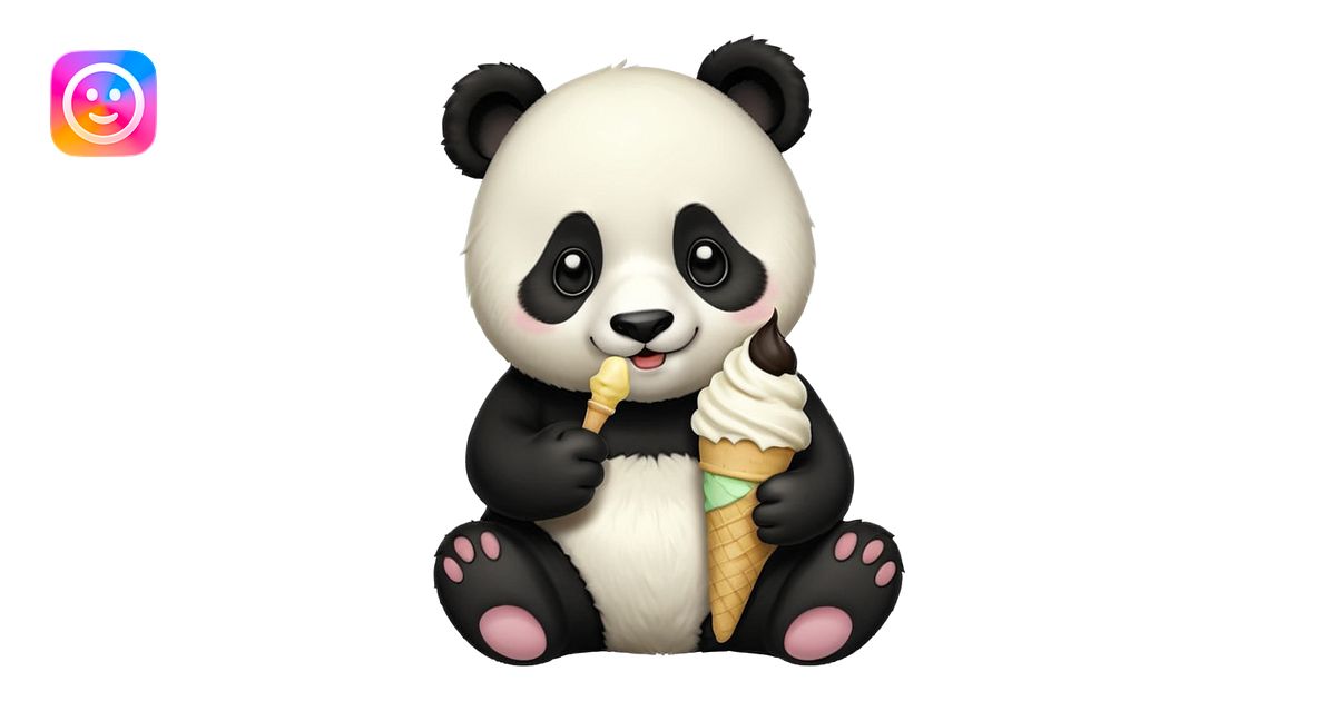 Panda eating ice cream emoji | AI Emoji Generator