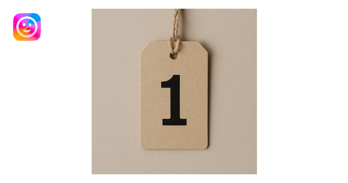 realistic simple tag with the number 1, neutral background emoji | AI ...