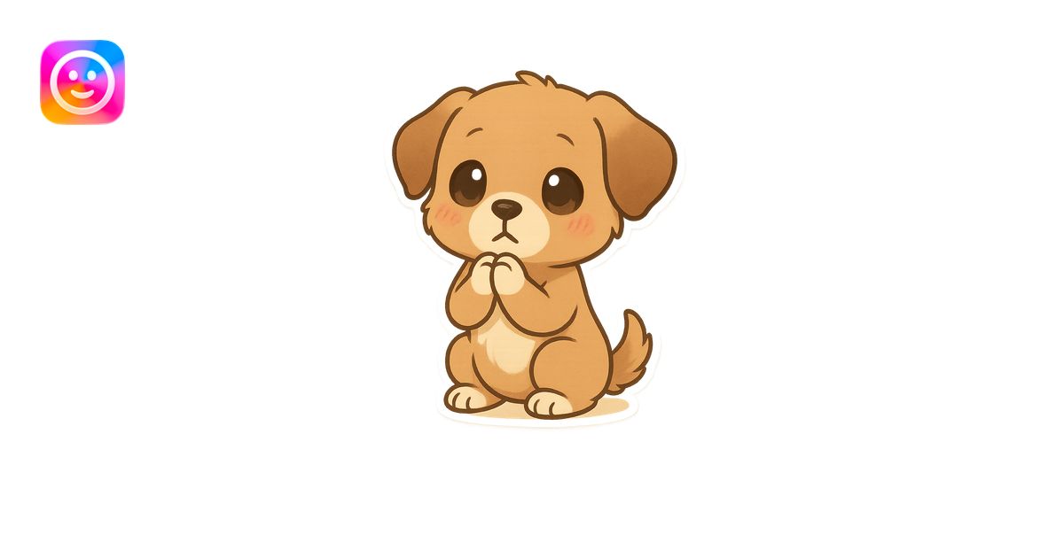 Chibi Puppy Begging emoji | AI Emoji Generator