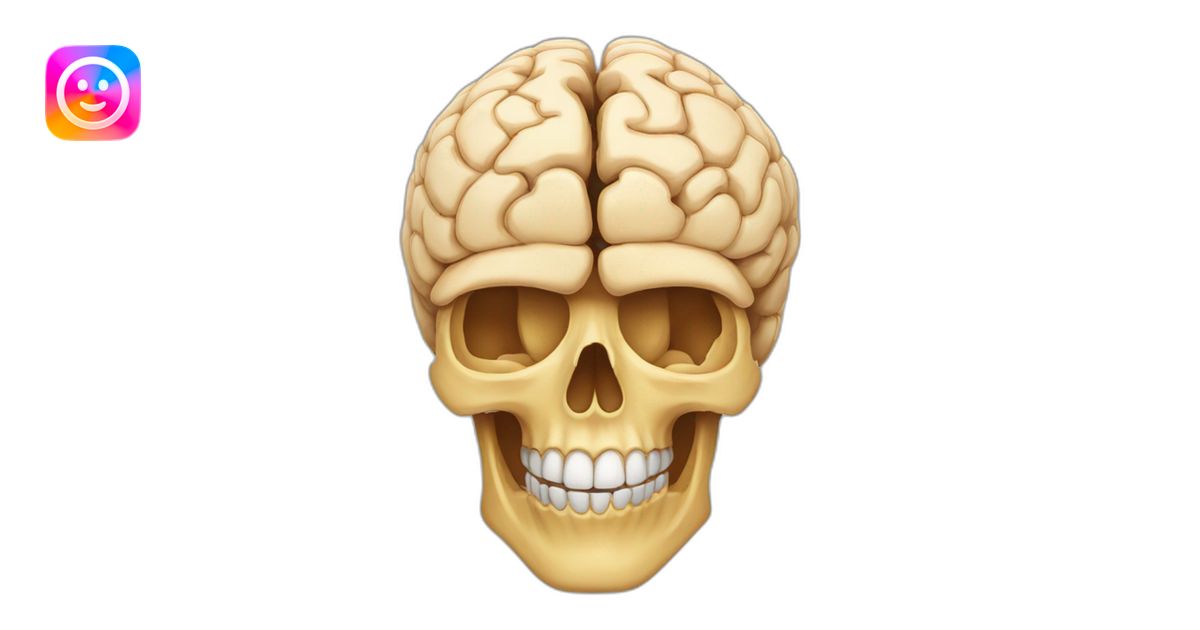 Super brain inside a skull from the side emoji | AI Emoji Generator