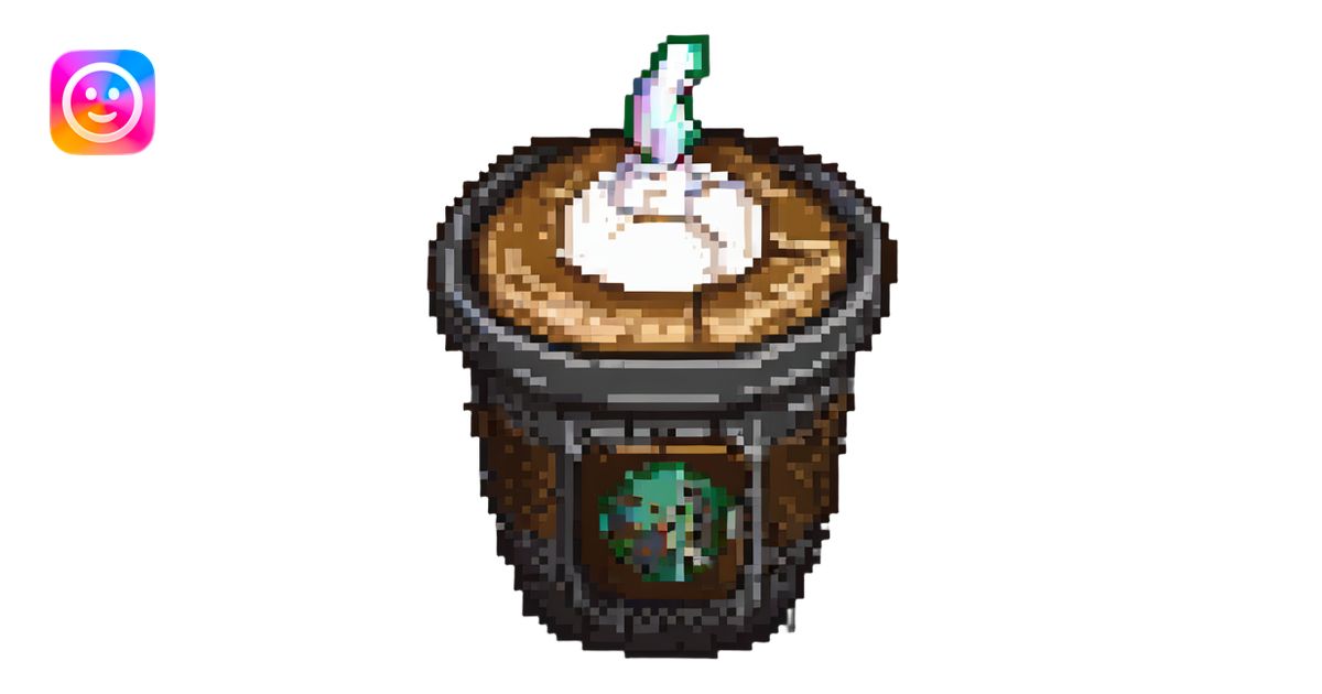 plastic cappuccino cup with lid, pixel art style illustration | AI ...
