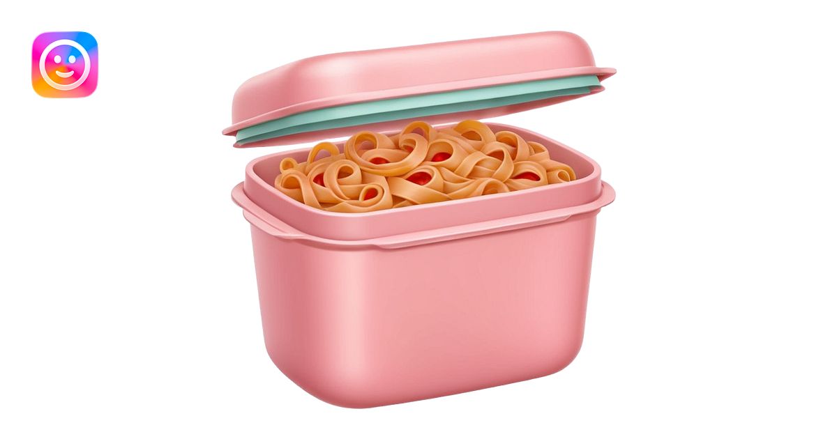 pastel pink food container with tomato pasta inside emoji | AI Emoji ...
