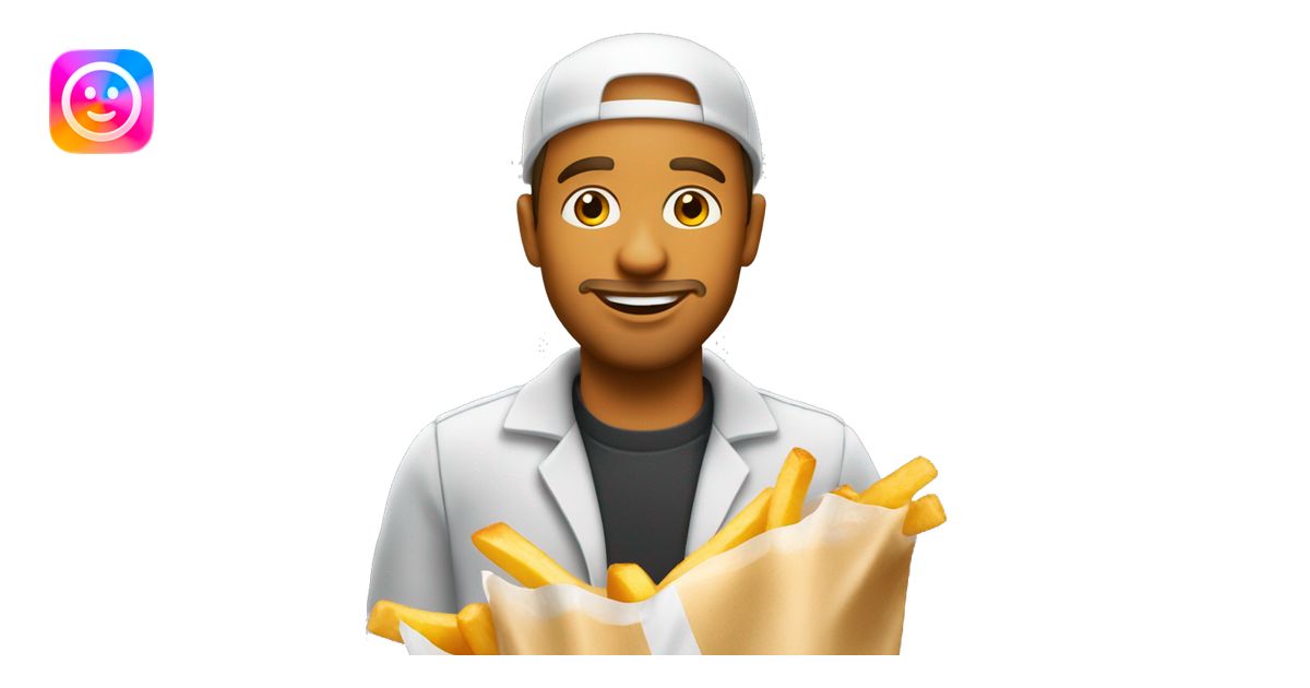 white man mcdonalds worker putting the fries in the bag emoji | AI ...