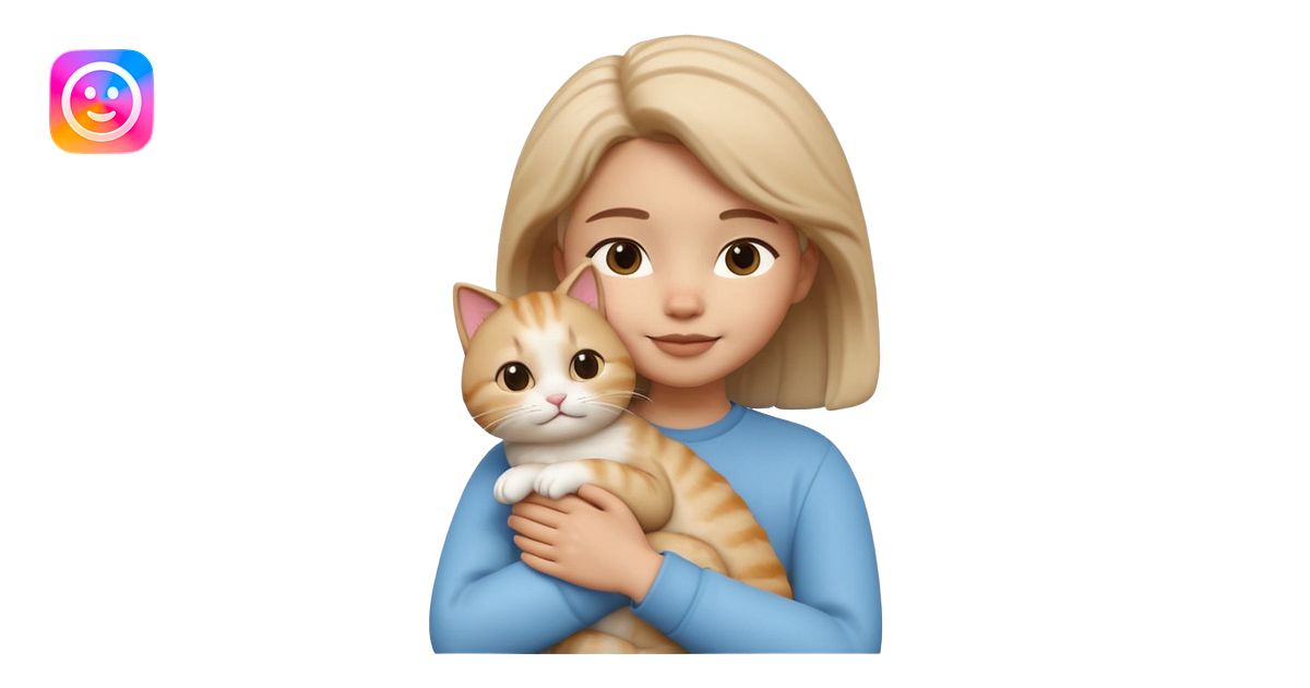 "Apple Memoji style 3D character, a young person gently petting and ...