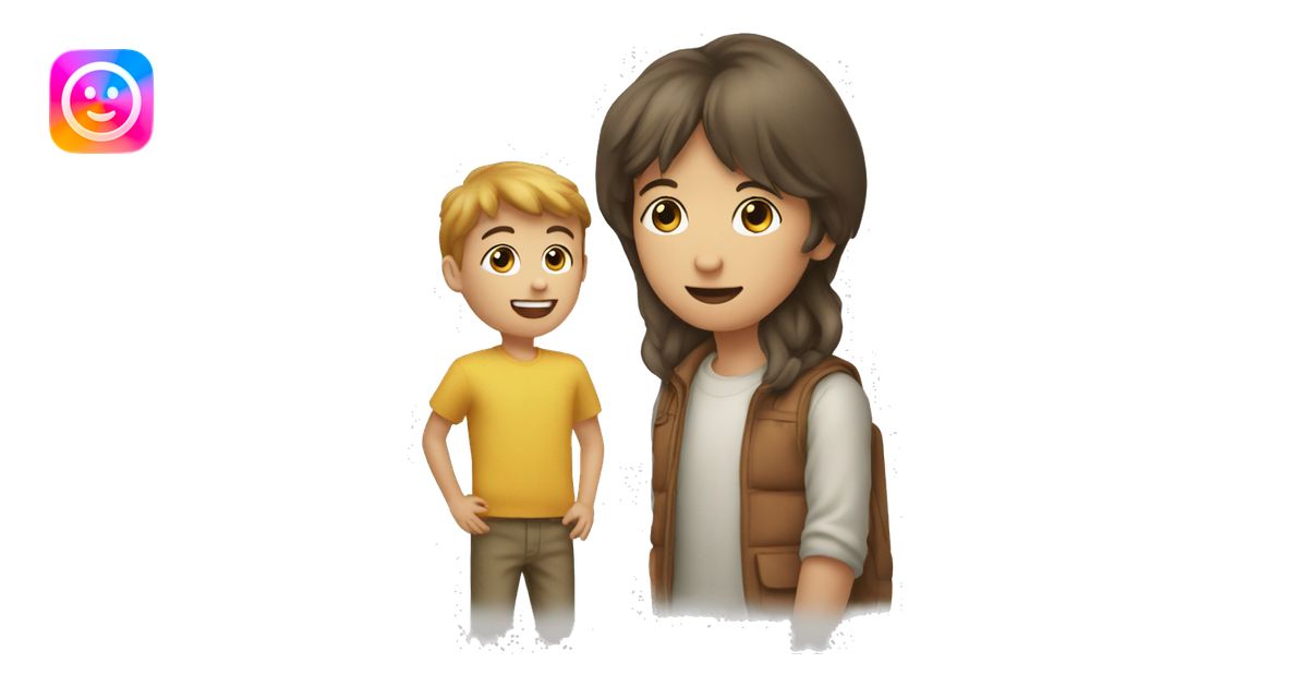 un enfant discute avec une vielle personne emoji | AI Emoji Generator