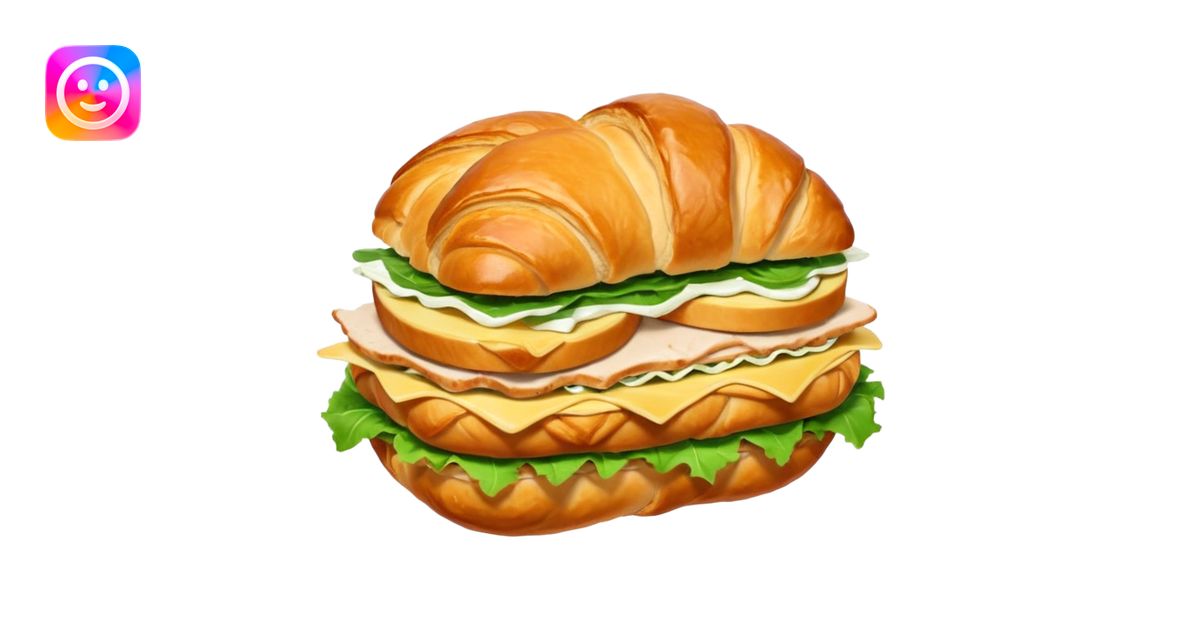 Croissant chicken and Cesar salad sandwich emoji | AI Emoji Generator