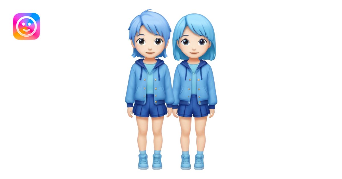 Kawaii girl Japanese full body blue pastel emoji | AI Emoji Generator