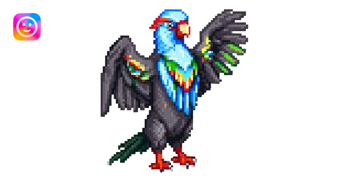 very simple low-detail pixel art party parrot with chunky pixels in an ...
